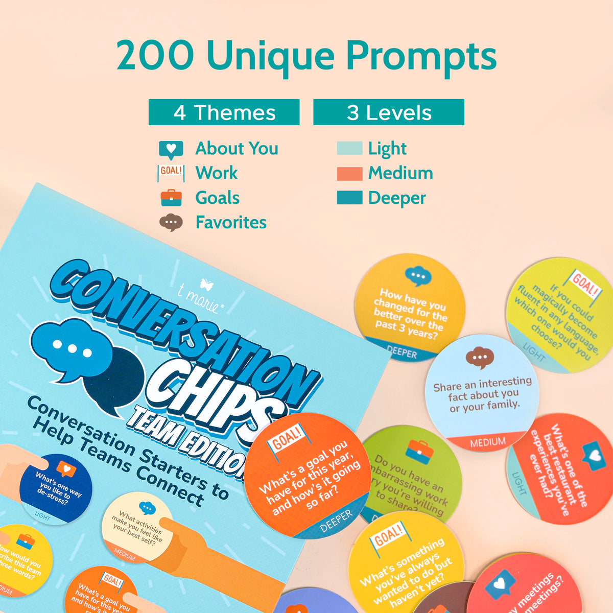 200 Prompts - Conversation Chips Team Building Game - Fun Ice Breaker ...