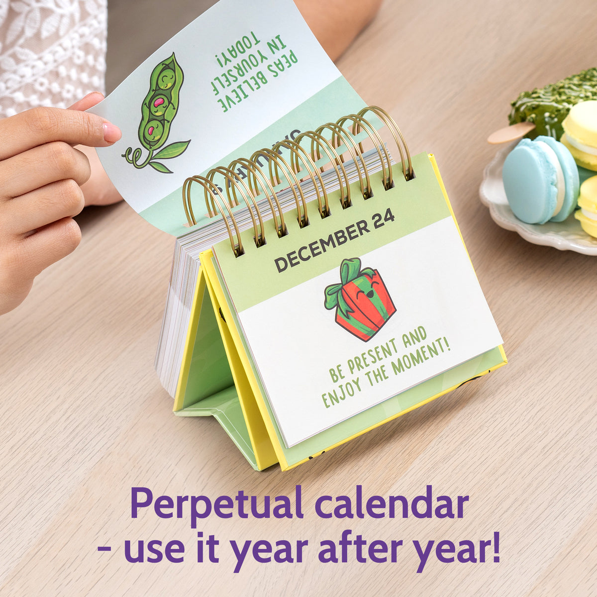 Punny Motivational Desk Calendar - Daily Perpetual Calendar with Gift ...